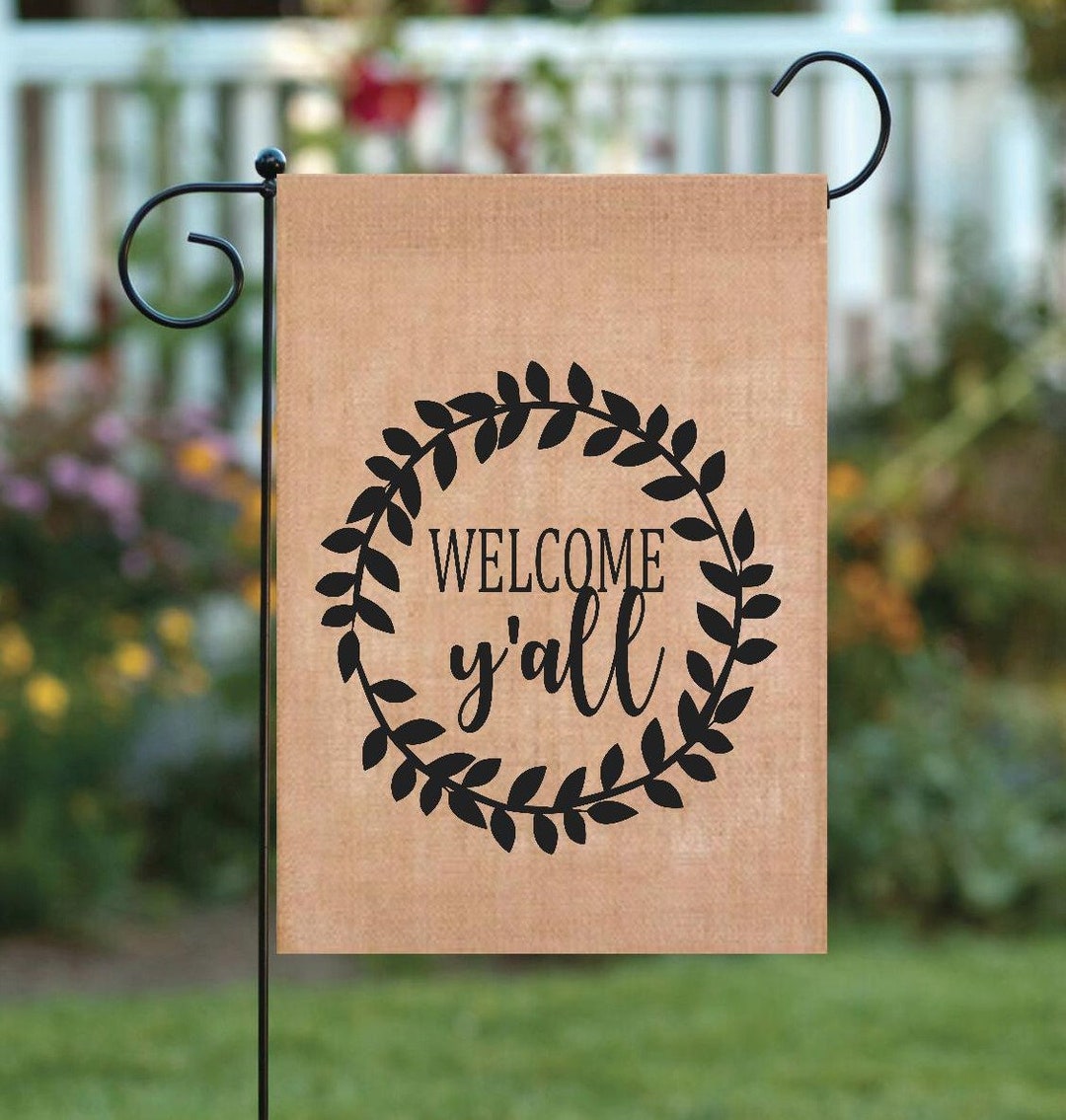 Burlap Flag. Burlap Garden Flag. Garden Flag. Outdoor Decor. Yard Flag ...