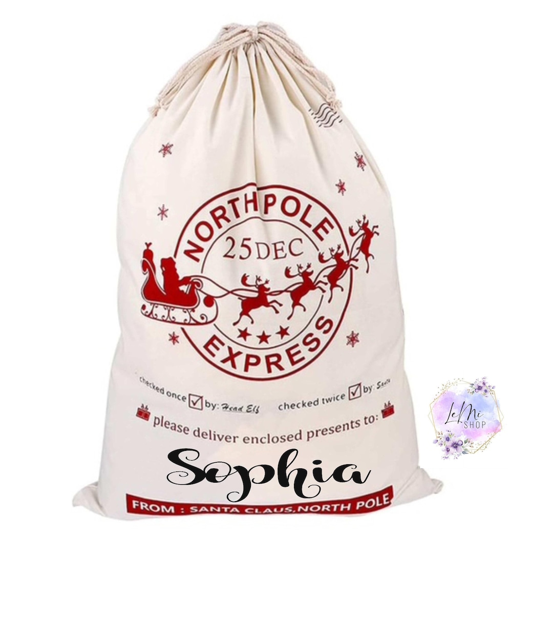 Personalized Santa Sack. North Pole Express. Santa Delivery. Custom ...
