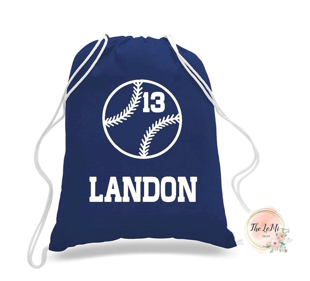 Personalized Baseball Drawstring Bag, Cotton Sports Tote - Etsy