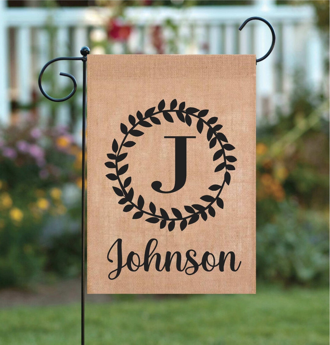 Monogram Burlap, Monogram Flag, Personalized Burlap Garden Flag ...