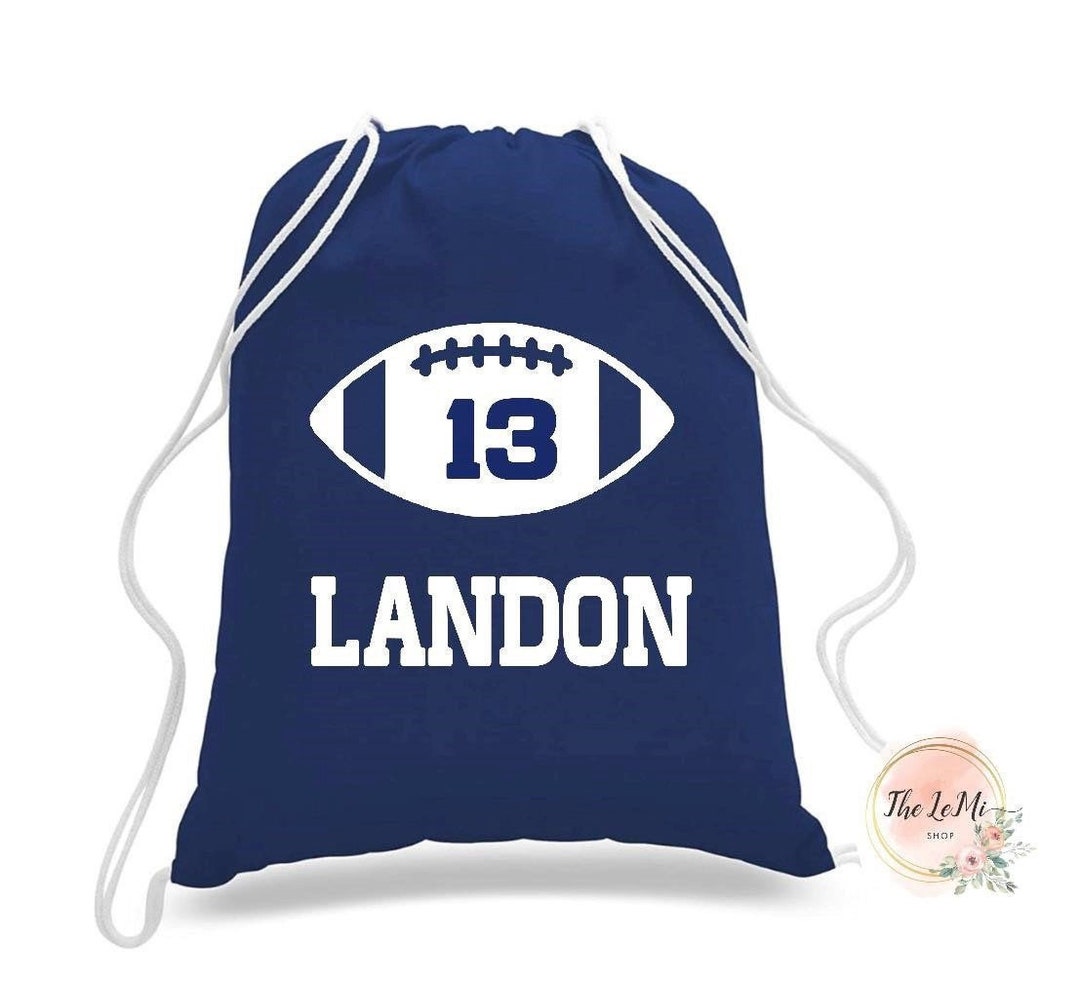 Personalized Football Drawstring Bag, Cotton Sports Tote - Etsy