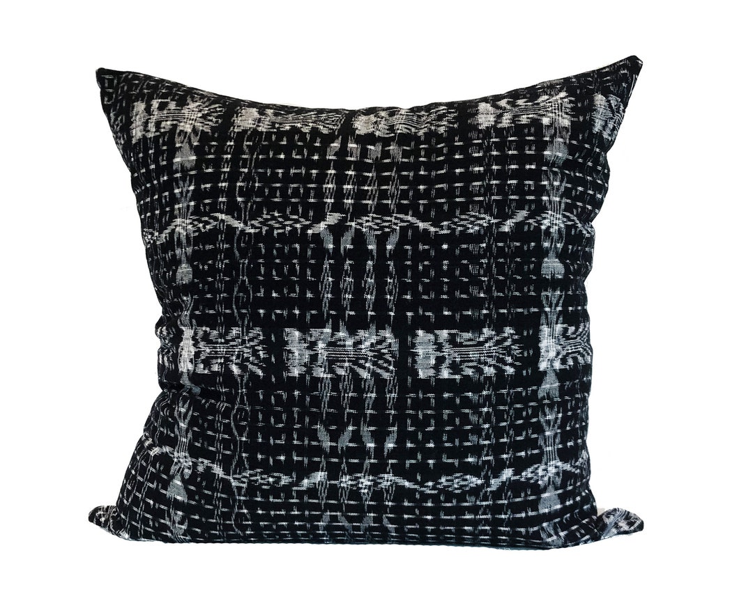 JUNO Black and White Guatemalan Ikat Pillow, Designer Pillow, Pillow ...