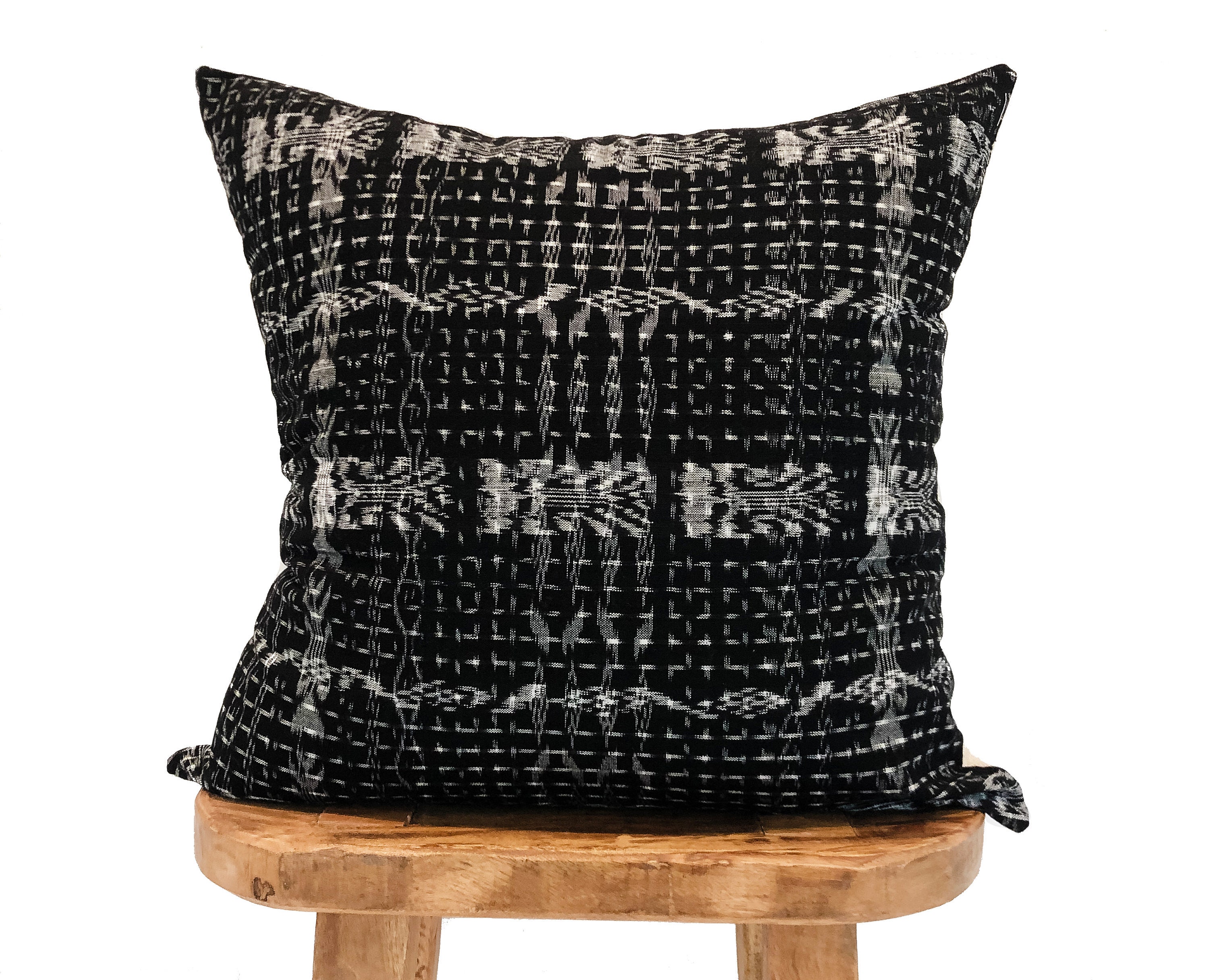 JUNO Black and White Guatemalan Ikat Pillow, Designer Pillow, Pillow ...