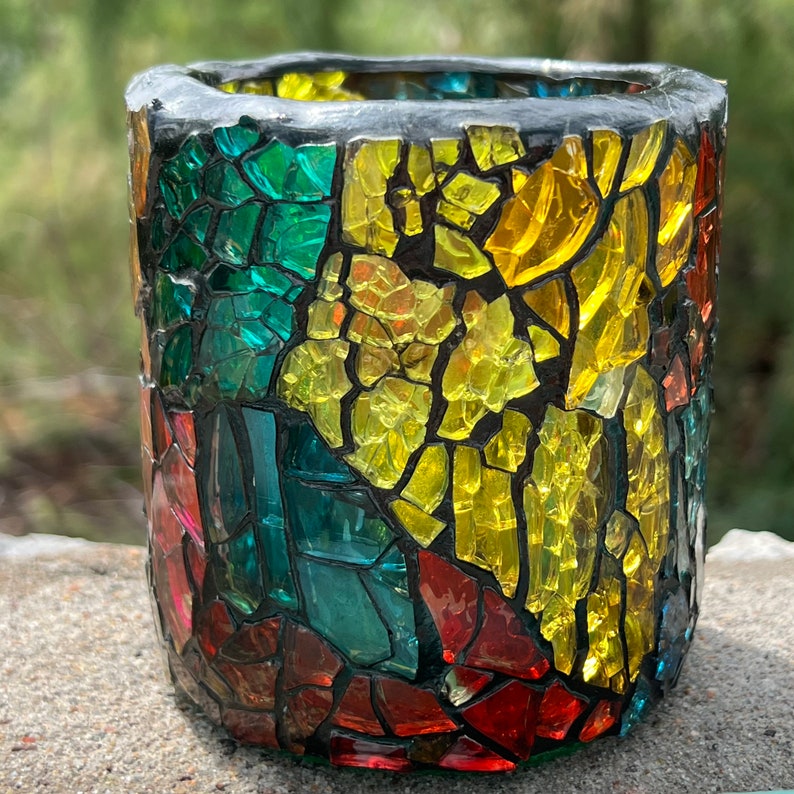 Rare Vintage Mable Haslam Glass Mosaic Candle Holder Votive - Etsy