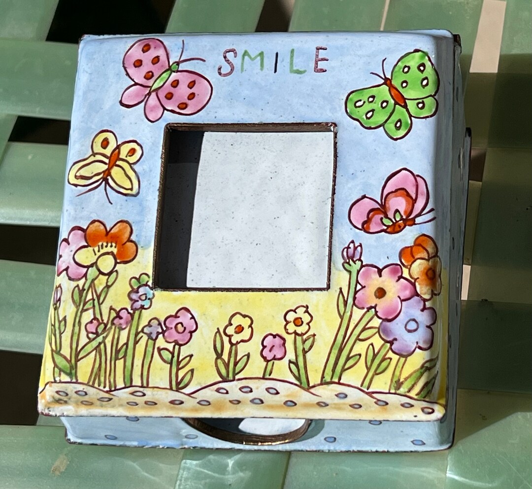 Sweet Enamel Post It Note Box and Photo Frame - Etsy