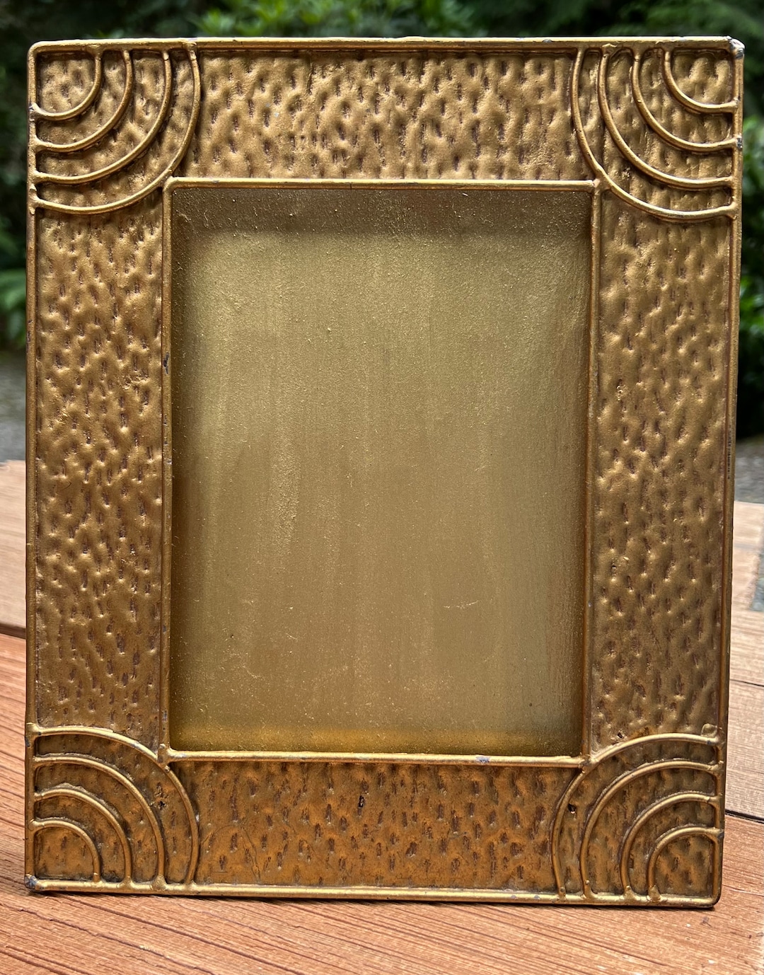 Antique Tin Craftsman Photo / Art Frame Rustic Homemade Brass / Gold ...