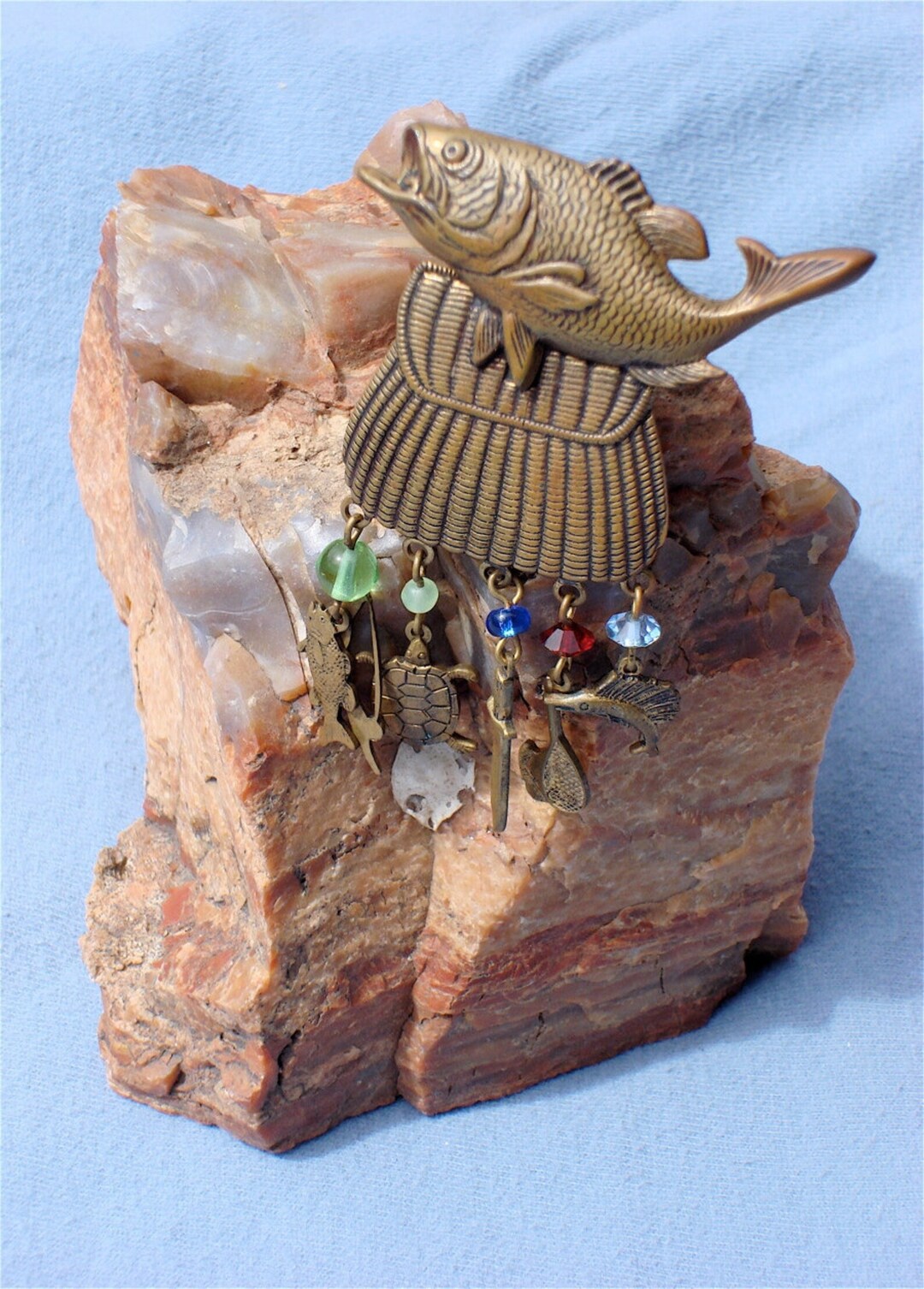 Vintage Brass Fish Creel Pin or Brooch - Etsy