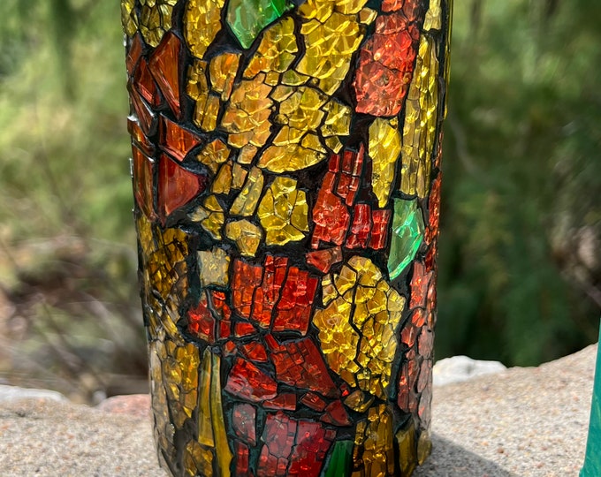 Rare Vintage Mable Haslam Glass Mosaic Candle Holder Votive Tea Light ...