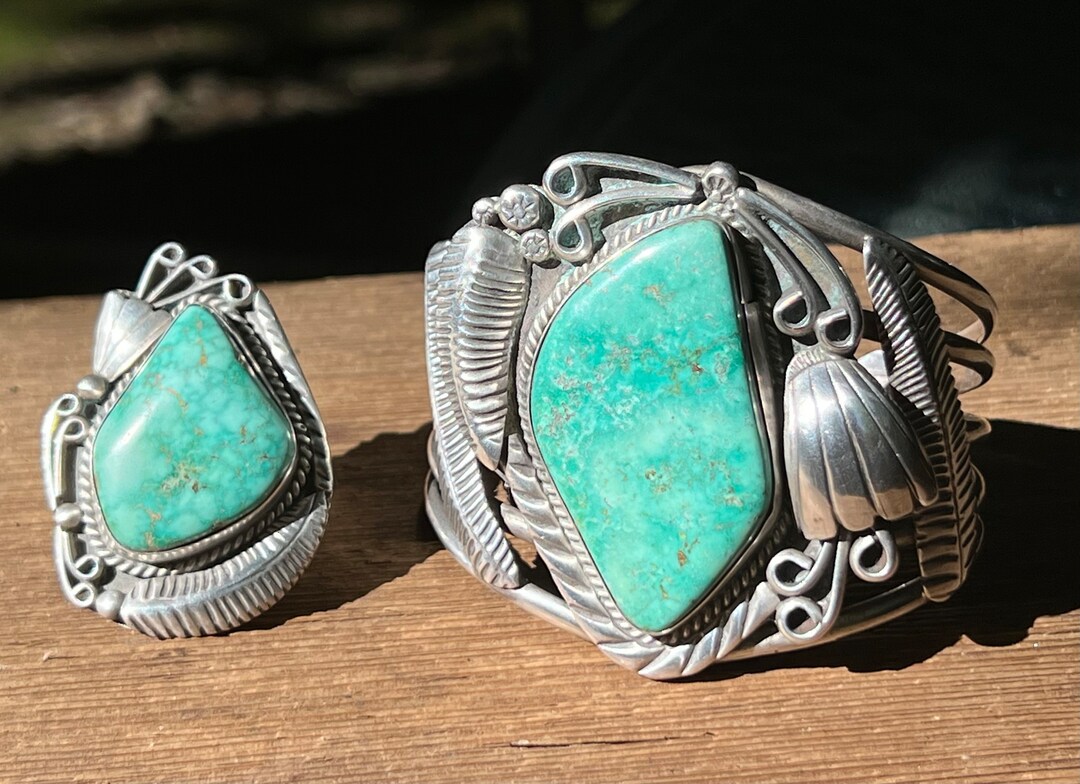 Vintage Apache Turquoise Cuff and Ring Showstopper Set by - Etsy