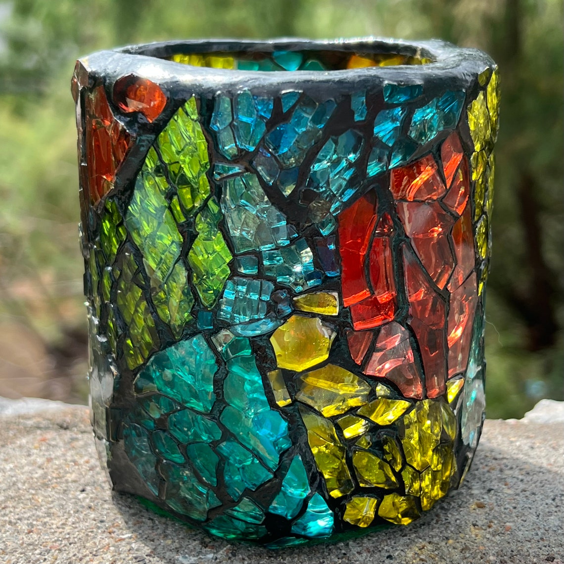 Rare Vintage Mable Haslam Glass Mosaic Candle Holder Votive - Etsy