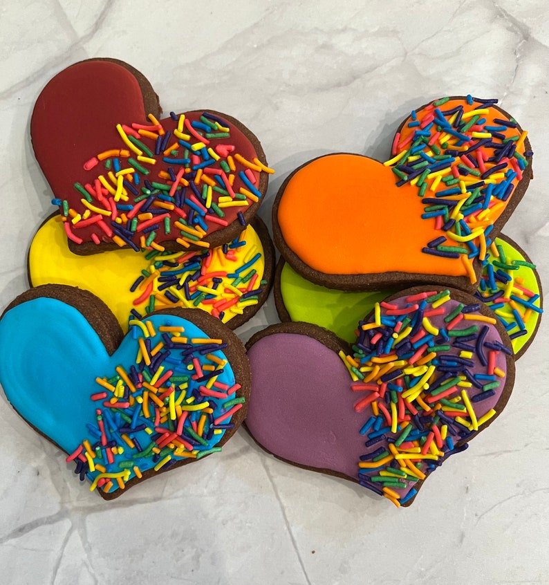 Rainbow Cookie Heart-shaped Sugar Cookie Sprinkles. Celebration Cookie ...