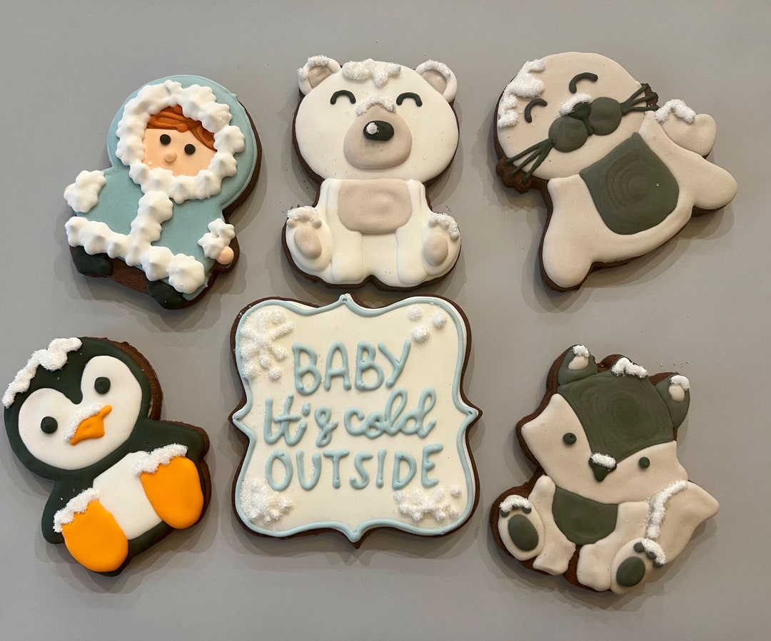 Winter Woodland Baby Shower Cookies: Baby It's Cold Outside, Let It ...