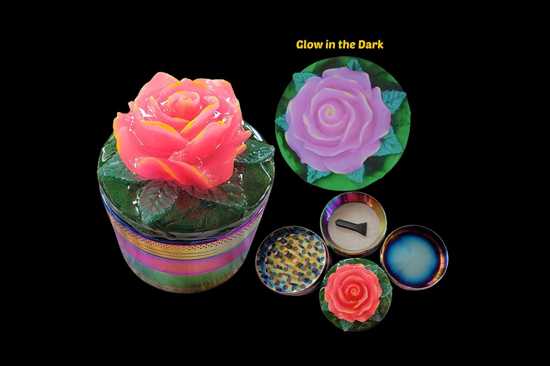 2.5inch, Large Grinder, GLOW in the Dark, Pink Rose, Flower - Etsy