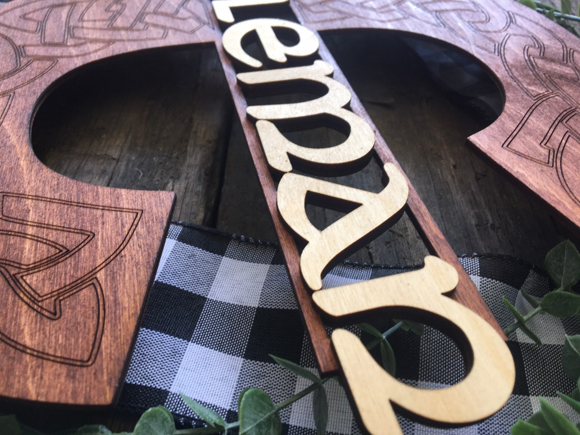 Irish Celtic Split Monogram First or Last Name Sign *custom* - Etsy