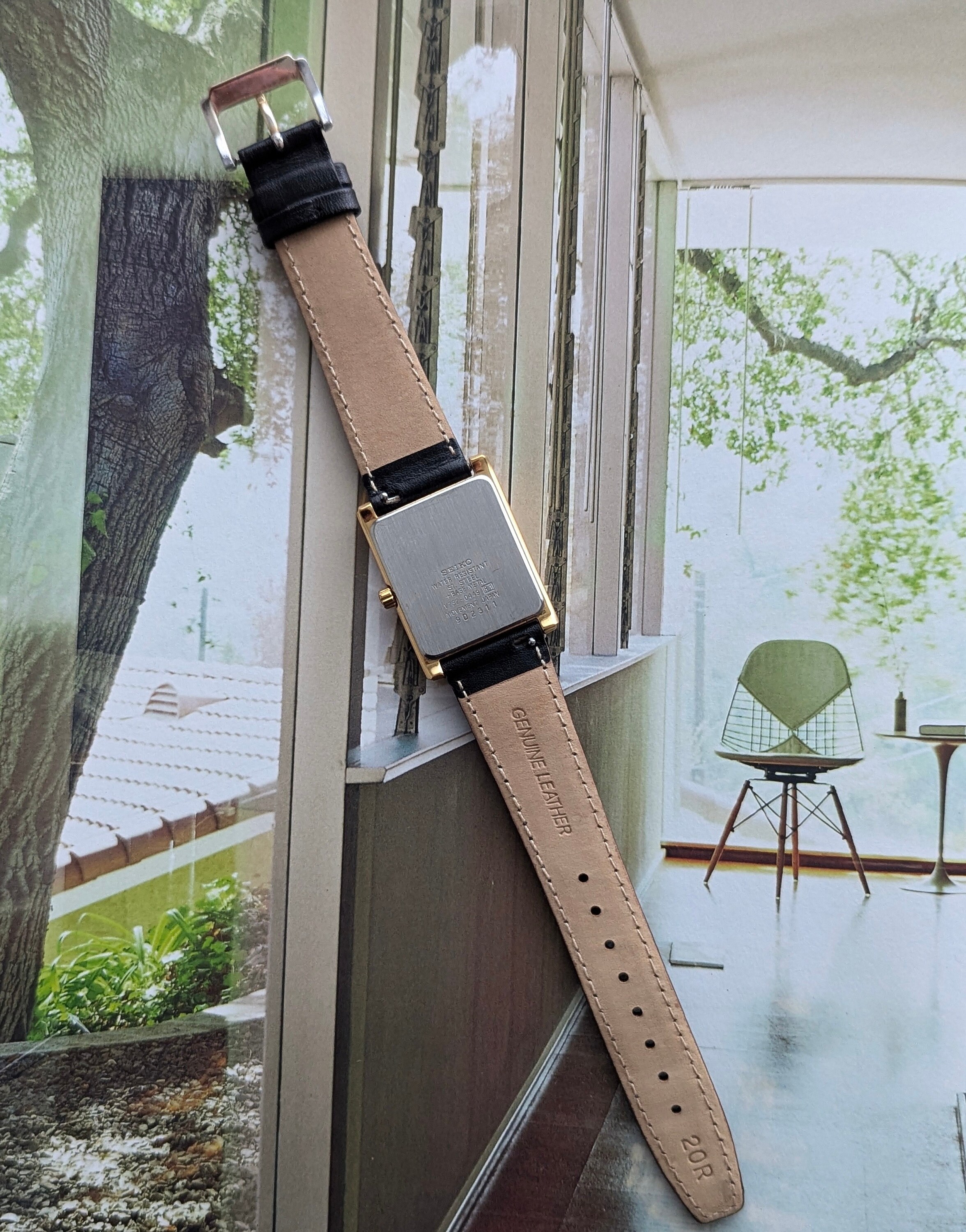 Vintage SEIKO Tank Quartz Watch With Black Leather Band and New Battery ...