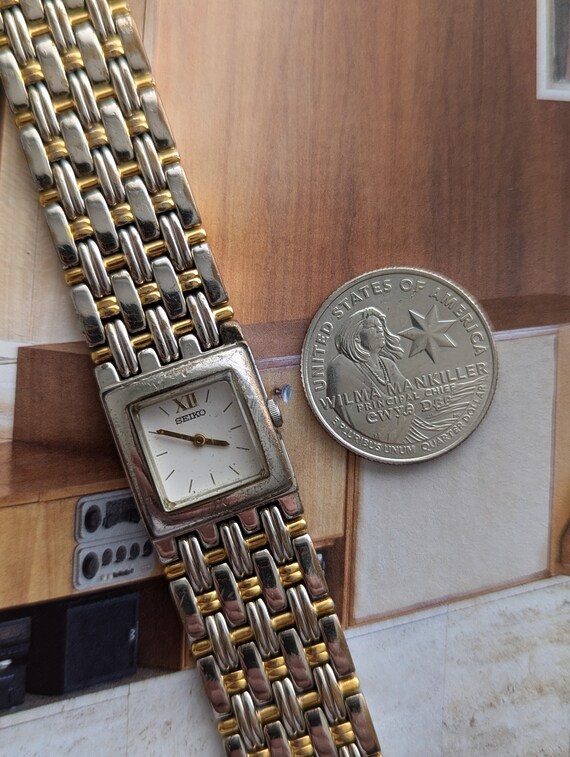 Vintage SEIKO Two Tone Tank Quartz Watch with New Bat… - Gem
