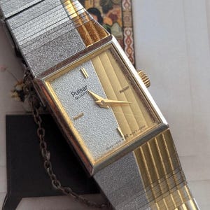 Vintage PULSAR Two Tone Tank Quartz Watch With New Battery. Best Fits 6 ...