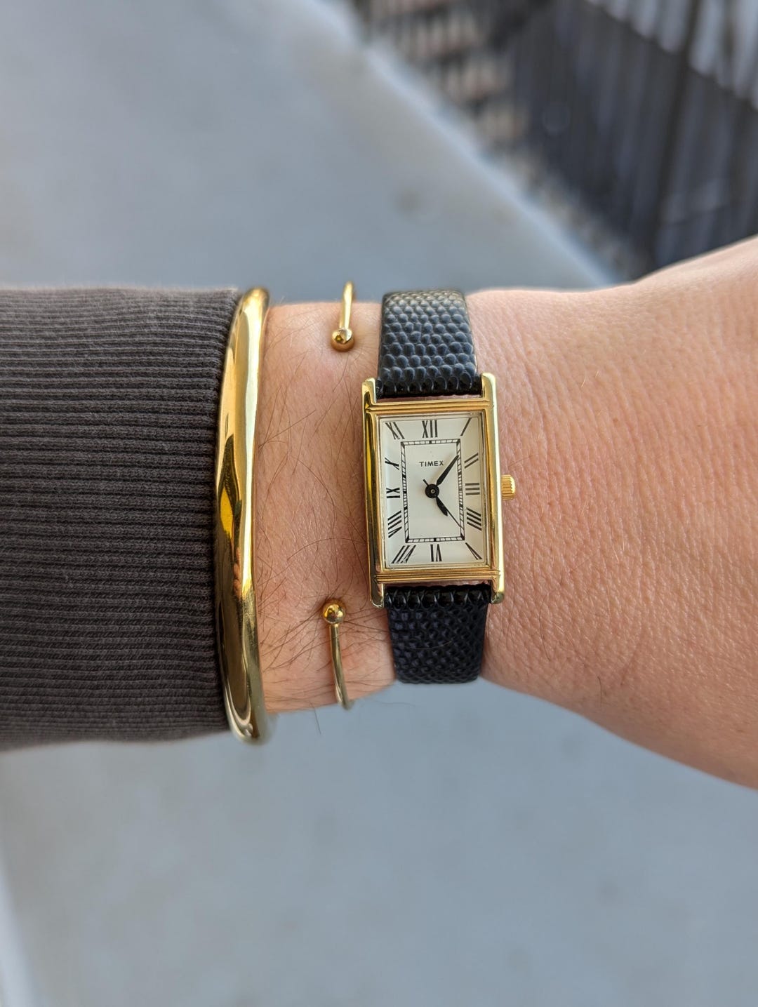 Vintage TIMEX Tank Quartz Watch With New Black Leather Band and New ...