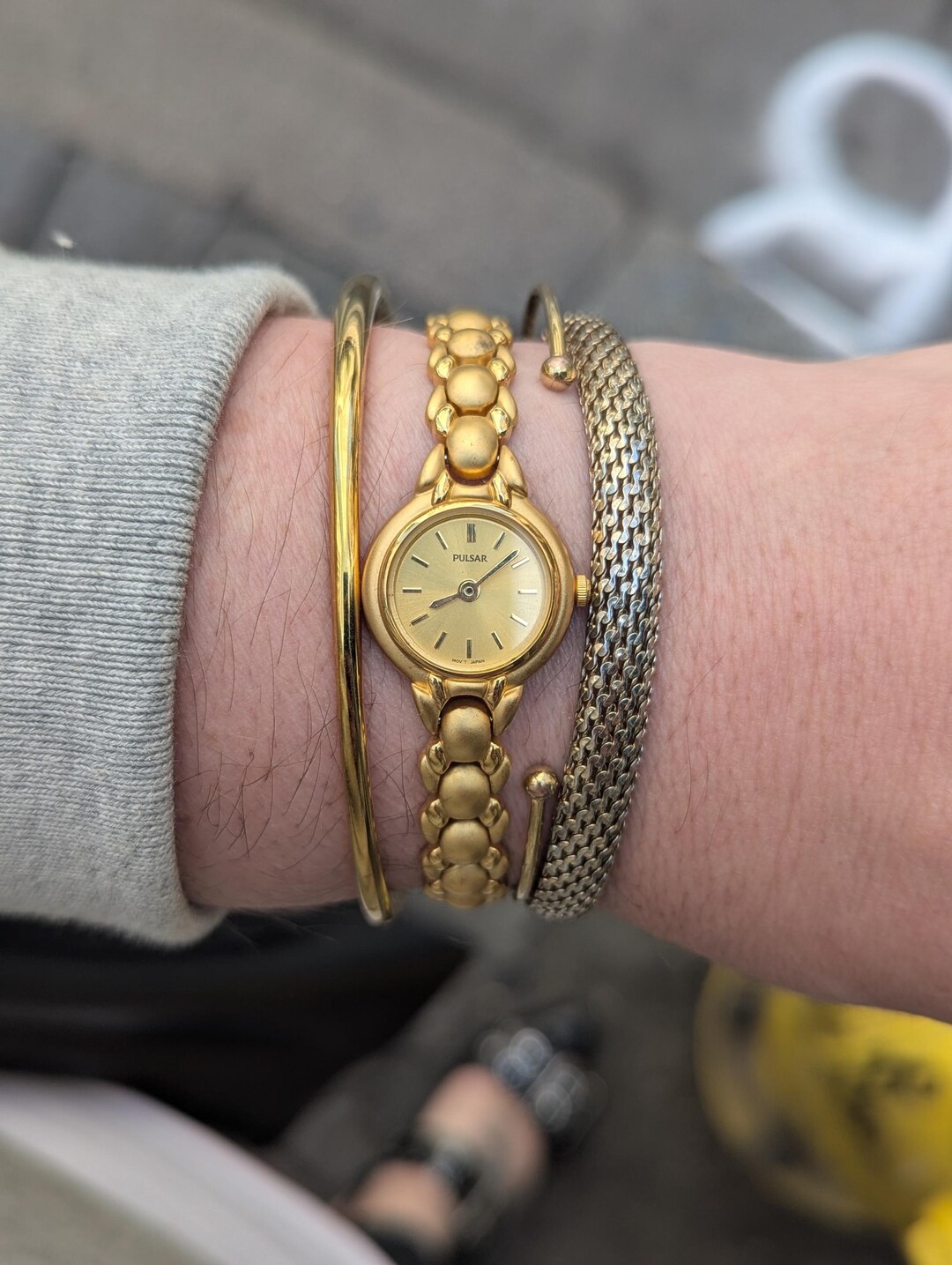 Vintage PULSAR Gold Tone Quartz Watch With Round Bezel, Gold Face ...