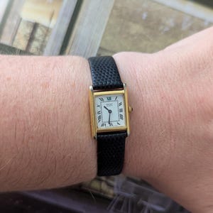 Vintage SEIKO Gold Tone Tank Quartz Watch With New Black Leather Band ...