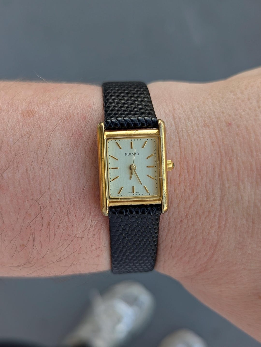 Vintage PULSAR Gold Tone Tank Watch With New Black Leather Band - Etsy