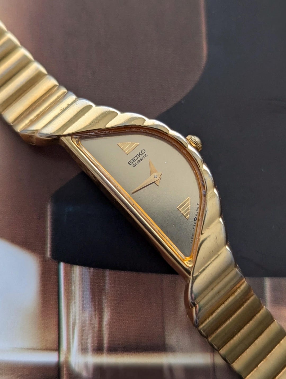 Vintage SEIKO Half Moon Watch From Gold Tone Quartz Watch With New Battery. Fits 6 Wrist or ...
