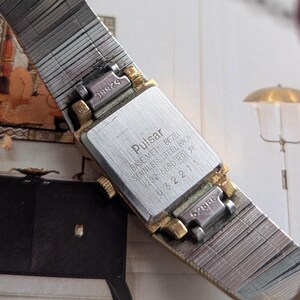 Vintage PULSAR Two Tone Tank Quartz Watch With New Battery. Best Fits 6 ...
