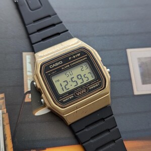 Vintage CASIO Gold and Black Digital Quartz Watch With Original Silicon ...