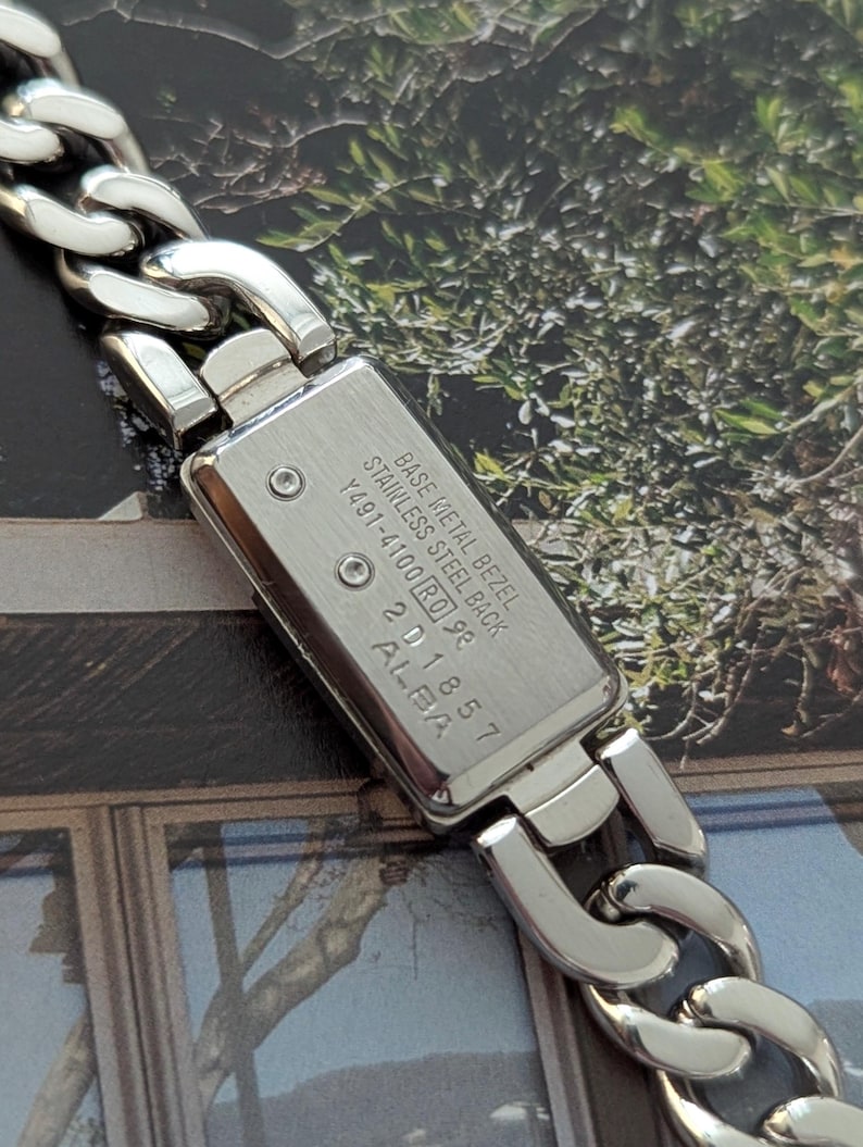 Vintage ALBA by Seiko Silver Tone Digital Quartz Watch With Cuban Link ...