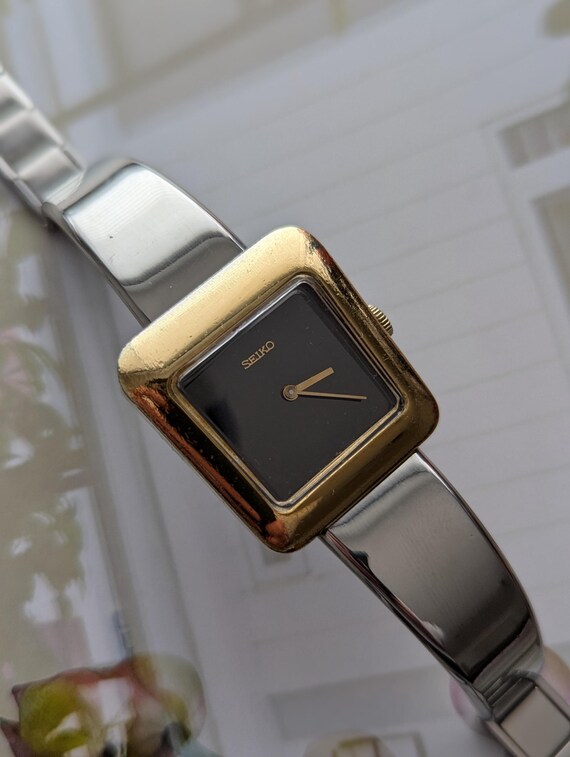 1970s Vintage SEIKO Winding Tank Two Tone Watch Rece… - Gem