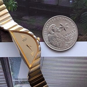 Vintage SEIKO Half Moon Watch From Gold Tone Quartz Watch With New ...