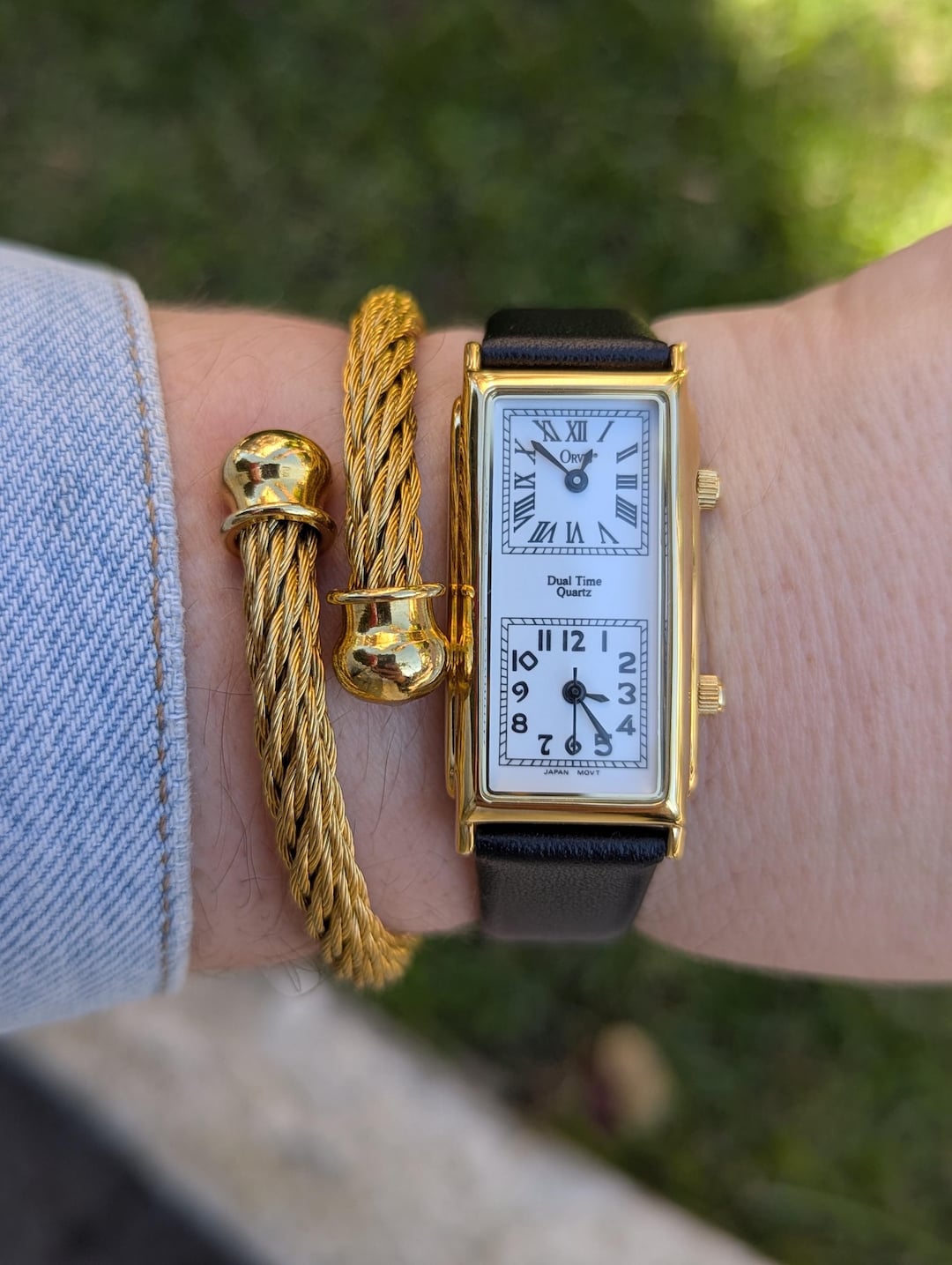 Vintage ORVIS Dual Face Gold Tone Quartz Watch With New Black Leather ...