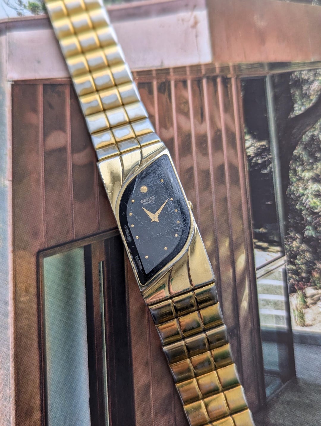Vintage SEIKO Asymmetrical Piano Style Quartz Watch With Black Face and New Battery. Best Fits 8 ...