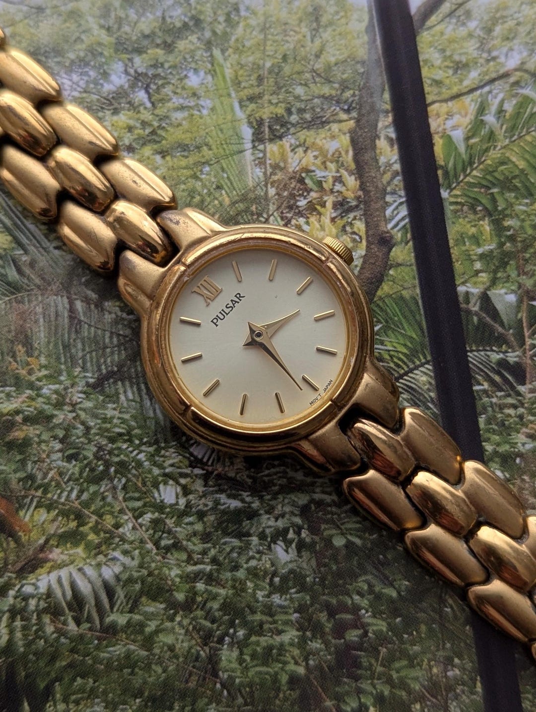 Vintage PULSAR Gold Tone Quartz Watch: Round Bezel, Fits 6.5" Wrist - Etsy