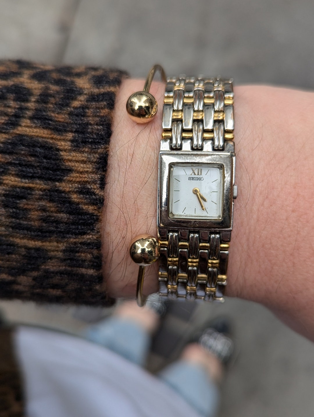 Vintage SEIKO Two Tone Tank Quartz Watch With New Battery. Best Fits 7 ...