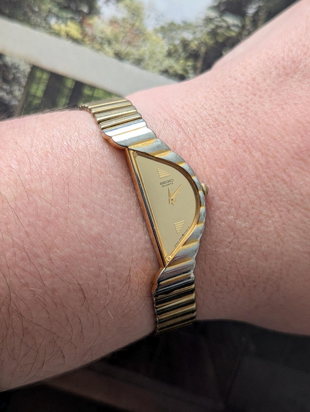 Vintage SEIKO Half Moon Watch From Gold Tone Quartz Watch With New ...