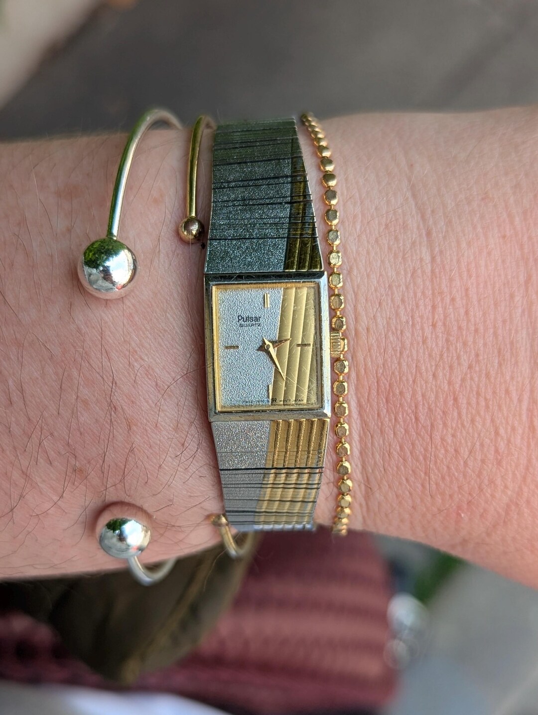 Vintage PULSAR Two Tone Tank Quartz Watch With New Battery. Best Fits 6 ...