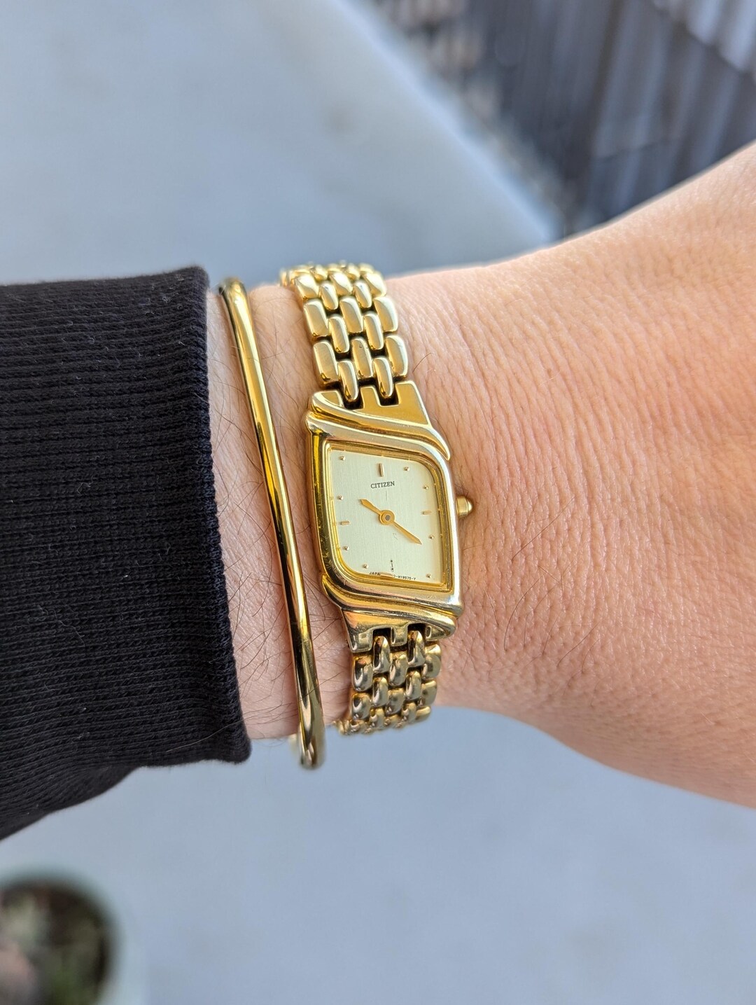 Vintage CITIZEN Gold Tone Quartz Watch With Asymetrical Bezel and New ...