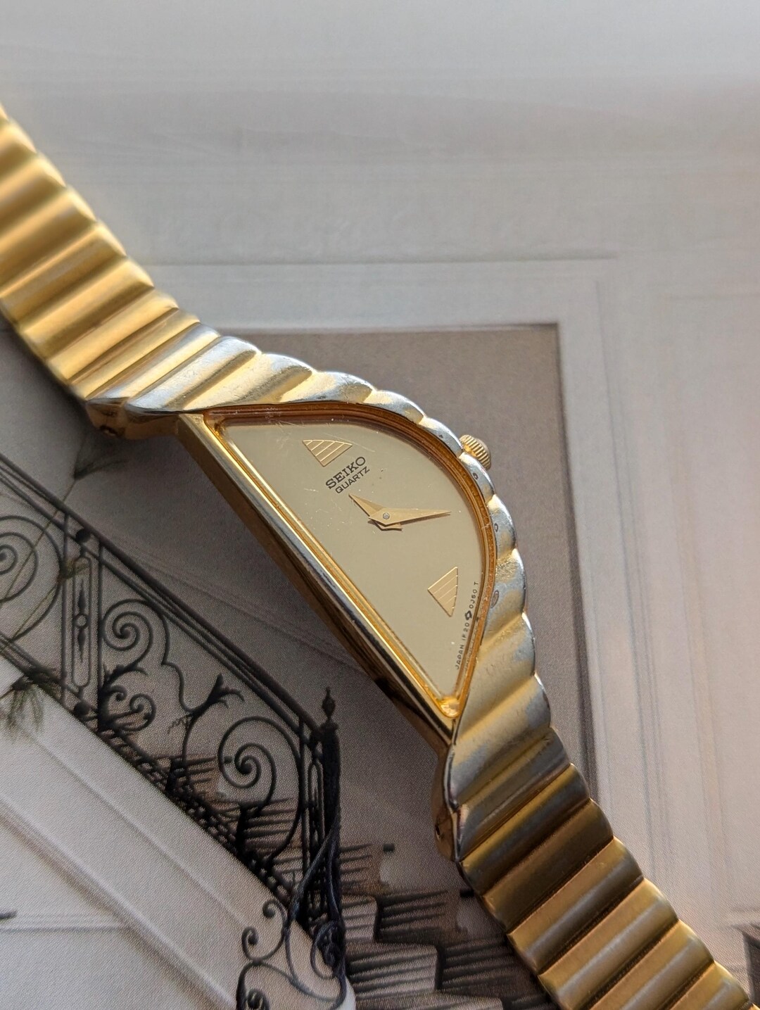 Vintage SEIKO Half Moon Watch From Gold Tone Quartz Watch With New ...