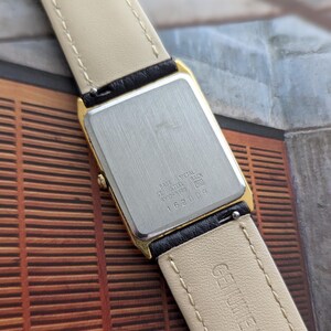 Vintage SEIKO Gold Tone Tank Quartz Watch With New Black Leather Band ...