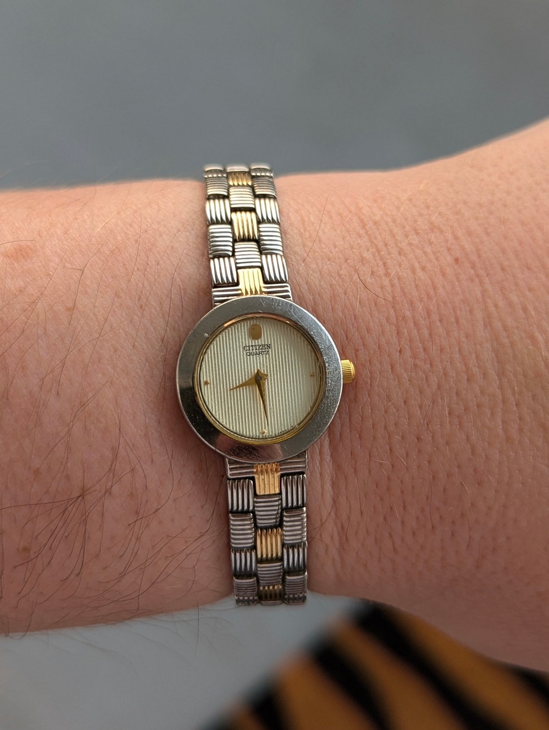 Vintage CITIZEN Two Tone Quartz Watch With Original Woven Band and New ...