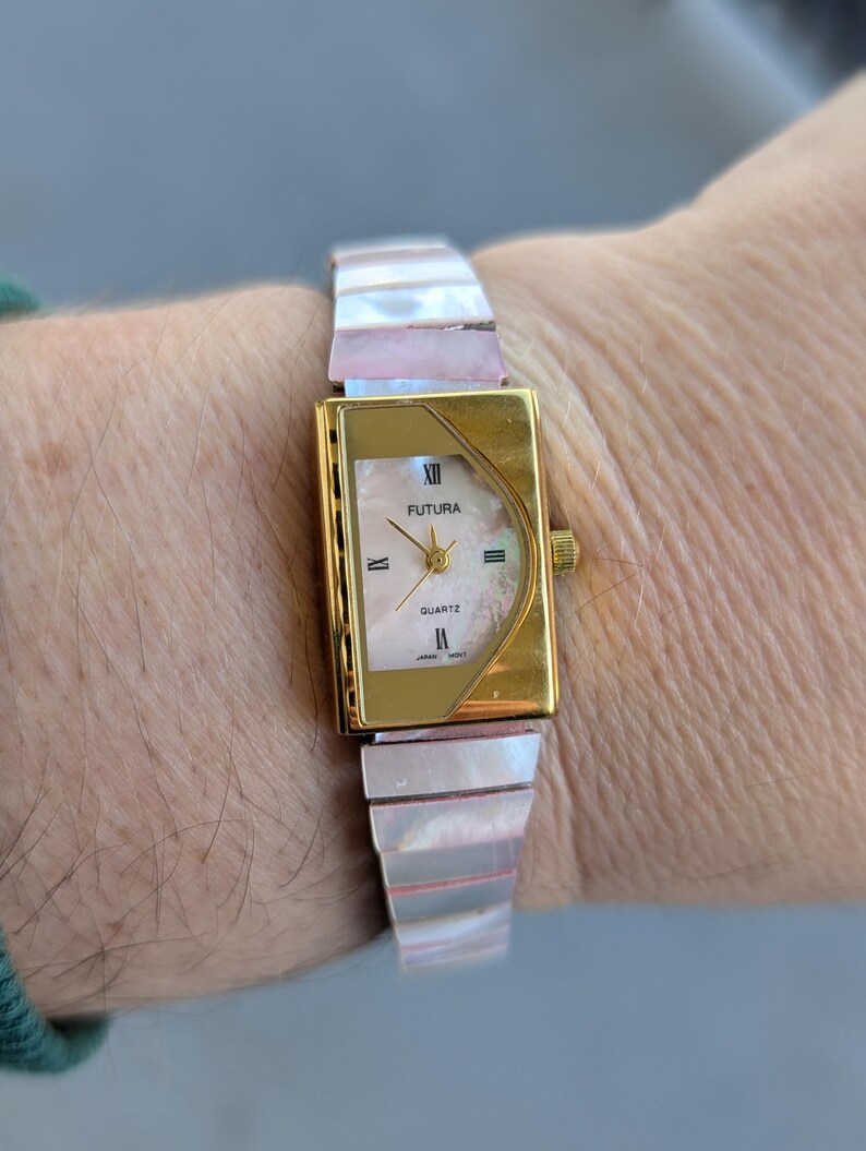 Vintage FUTURA Pink and Gold Tone Piano Dial Quartz Watch With Original ...