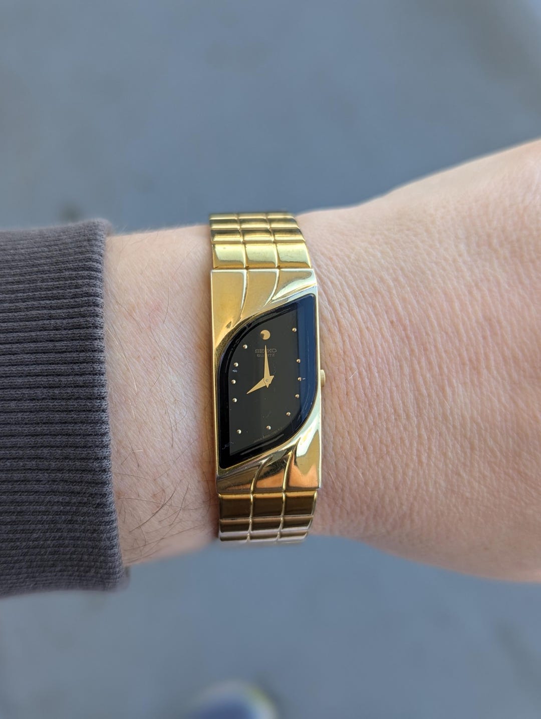 Vintage SEIKO Asymmetrical Piano Style Quartz Watch With Black Face and ...