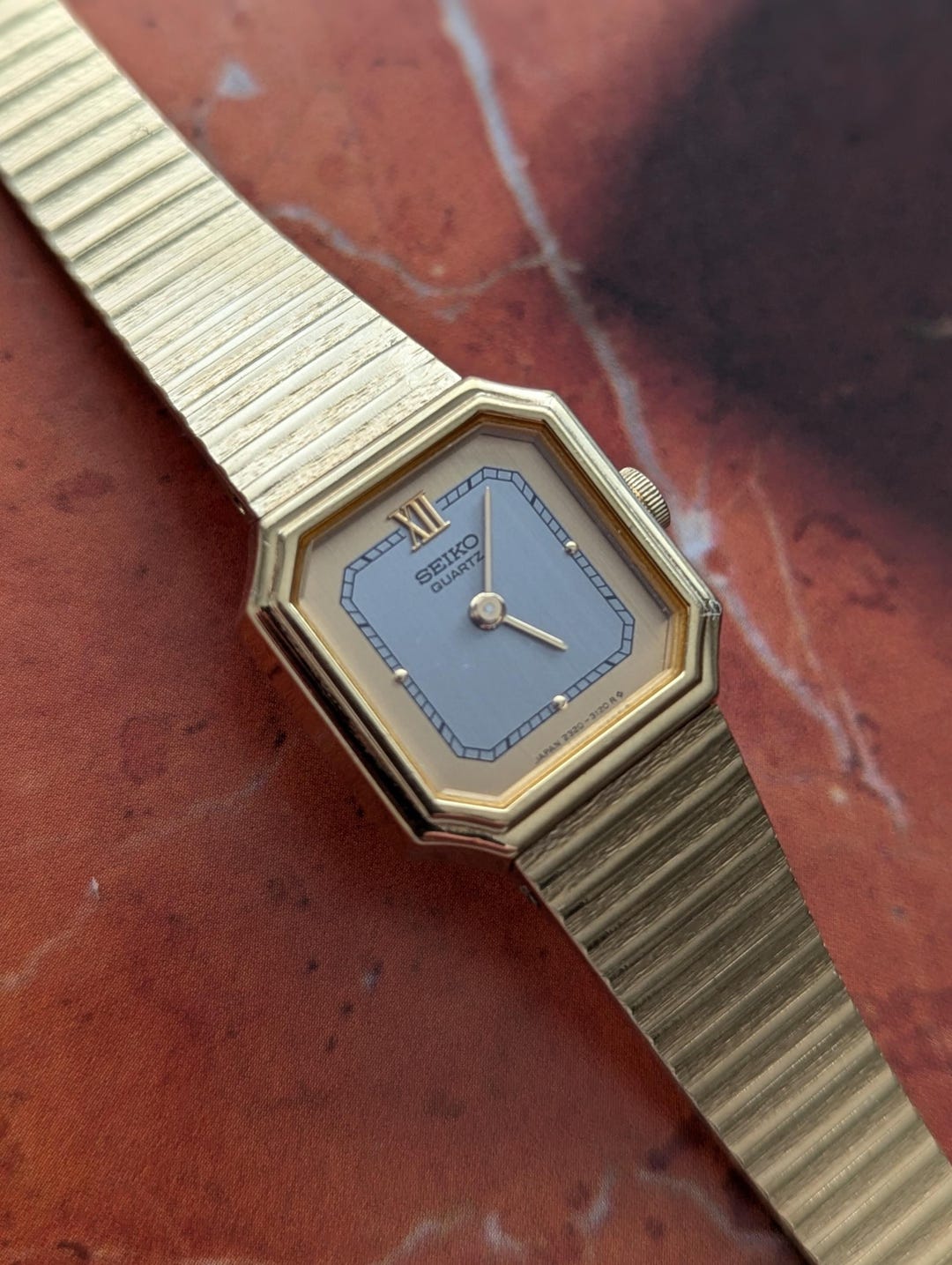 Vintage SEIKO Gold Tone Tank Quartz Watch With New Battery. Best Fits 7 ...