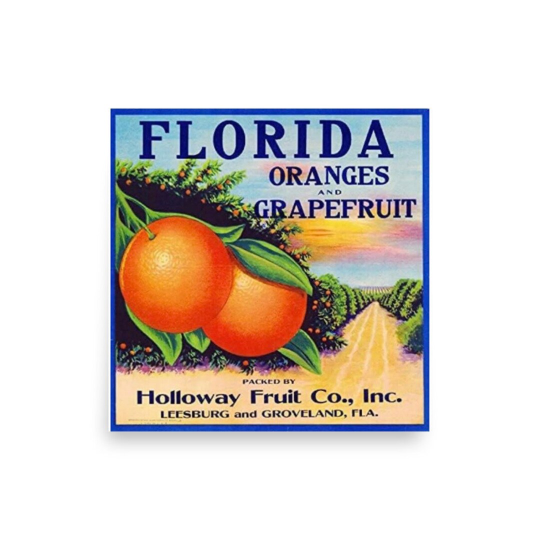Vintage Crate Label Art Print Poster ALL SIZES Home Decor Fruit Oranges ...
