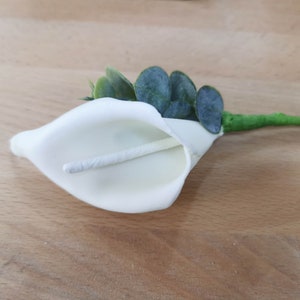 Wedding Bouquets & Buttonholes Ivory Calla Lilies Pink Roses Eucalyptus ...