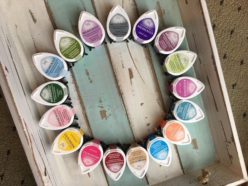 Set of 3 Pink and Green Memento Stamp Pads Mini Stamp Pads - Etsy