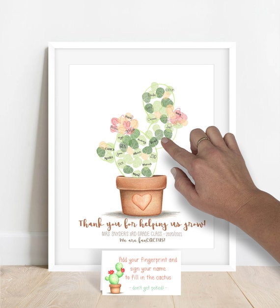Succulent Teacher Appreciation Thumbprint Art Teacher - Etsy