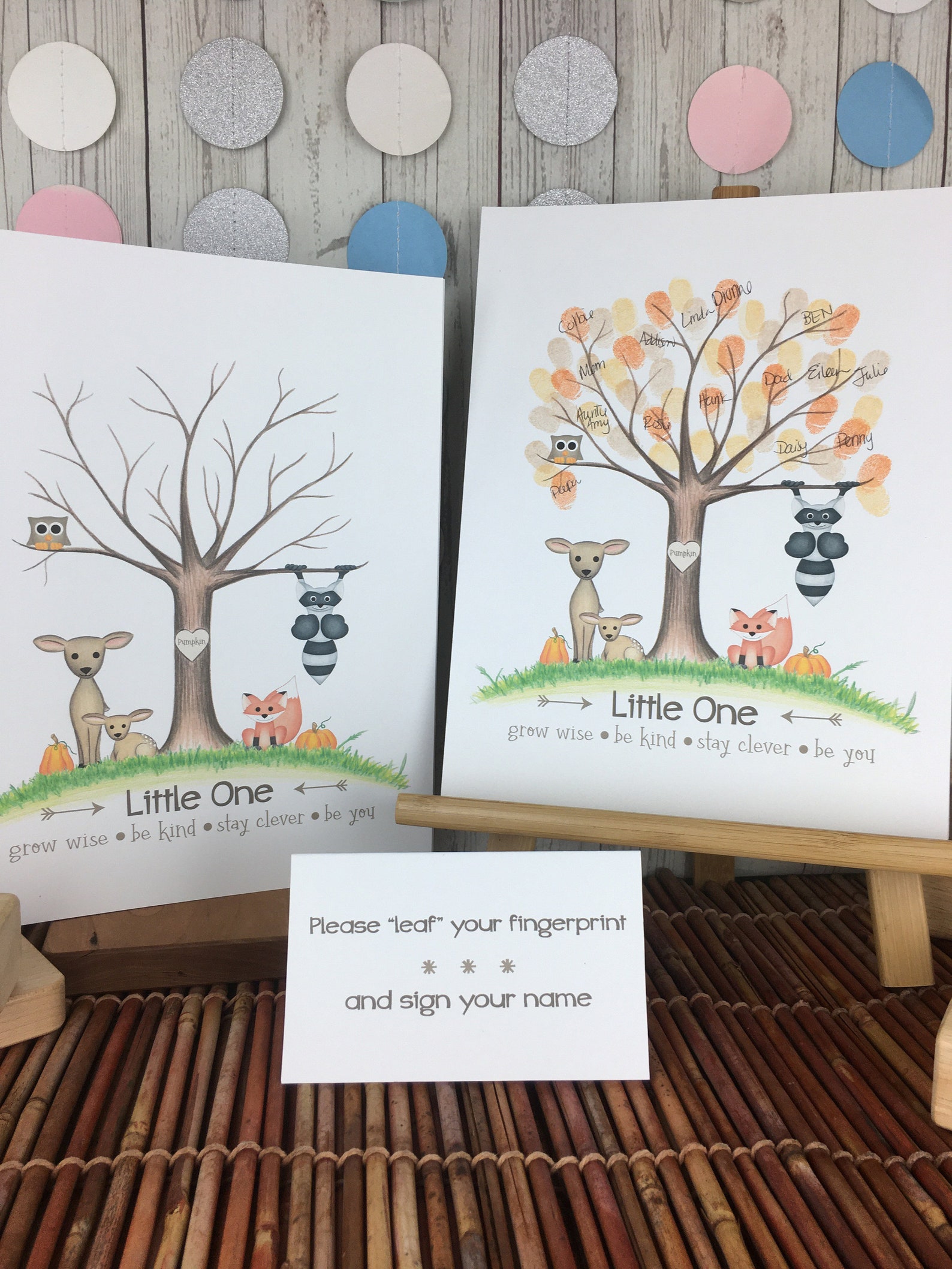 INSTANT DOWNLOAD Fall Woodland Baby Shower Tree Thumbprint | Etsy