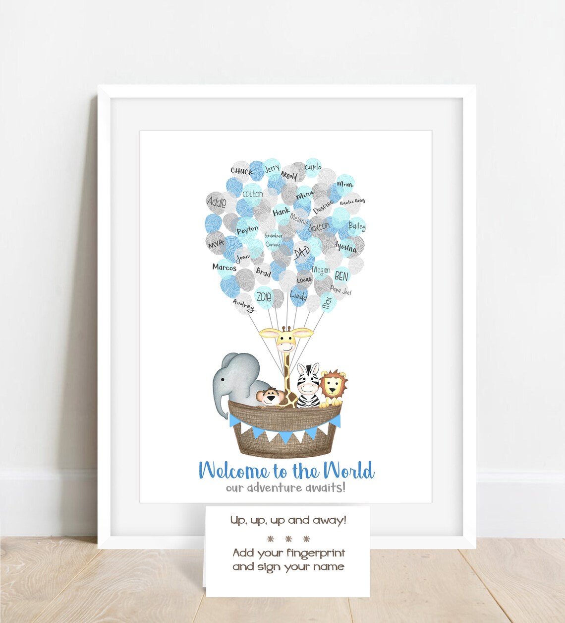 PRINTABLE Jungle Fingerprint Balloon Guestbook Jungle Safari - Etsy